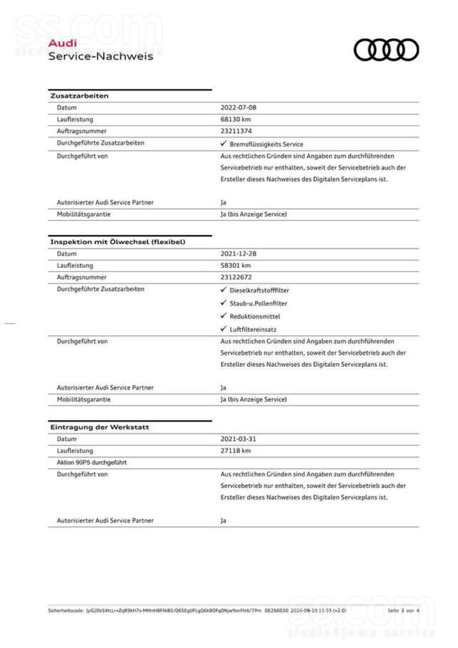Серый Ауди А4 2020 в Тукумс, объемом двигателя 3.00 л и пробегом 206 тыс. км за 21990 €, фото 10 на AUTOMOTO.COM.LV