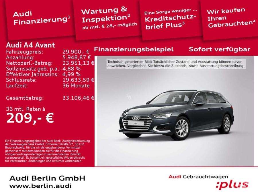 Pelēks Audi A4 2022 Kauņa, ar dzinēja tilpumu 2.00 L un nobraukumu 54 tūkst. km par 33114 €, foto 1 vietnē AUTOMOTO.COM.LV