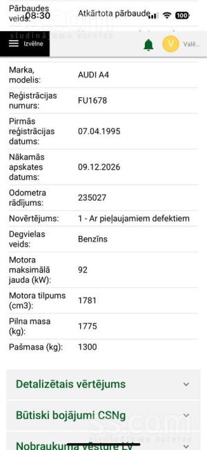 Oranžs Audi A4 1995 Jelgava, ar dzinēja tilpumu 1.80 L un nobraukumu 235 tūkst. km par 1350 €, foto 13 vietnē AUTOMOTO.COM.LV