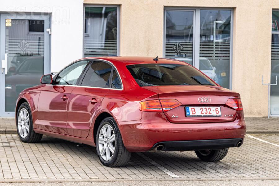 Red Audi A4 2008 in Jelgava, with an engine capacity of 2.70 L and mileage of 251 thousand km for 6590 €, photo 12 on AUTOMOTO.COM.LV