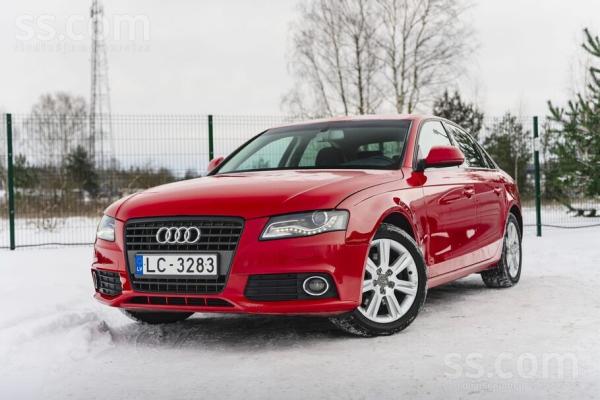 Red Audi A4 2008 in Riga, with an engine capacity of 1.80 L and mileage of 201 thousand km for 5590 €, photo 1 on AUTOMOTO.COM.LV