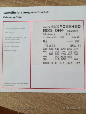 Sarkans Audi A4 1999 Tartu, ar dzinēja tilpumu 1.80 L un nobraukumu 298 tūkst. km par 1500 €, foto 15 vietnē AUTOMOTO.COM.LV