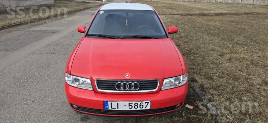 Sarkans Audi A4 2000 Liepāja, ar dzinēja tilpumu 2.50 L un nobraukumu 410 tūkst. km par 1400 €, foto 1 vietnē AUTOMOTO.COM.LV