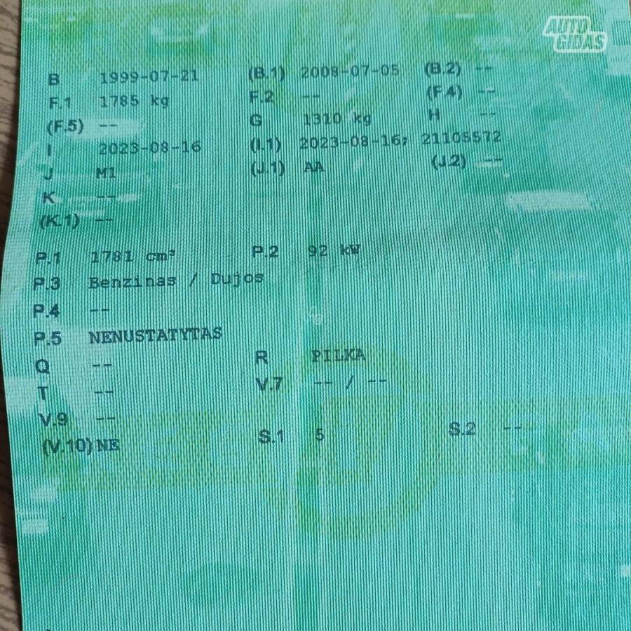 Audi A4 1999 Druskininkai, ar dzinēja tilpumu 1.80 L un nobraukumu 0 tūkst. km par 1000 €, foto 7 vietnē AUTOMOTO.COM.LV