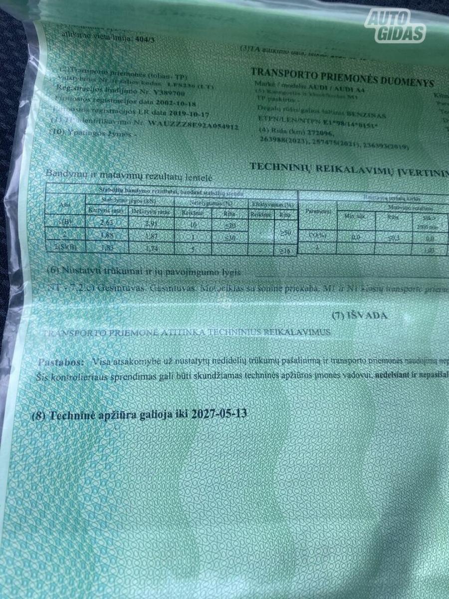 Ауди А4 2002 в Кретинга, объемом двигателя 2.00 л и пробегом 300 тыс. км за 450 €, фото 10 на AUTOMOTO.COM.LV