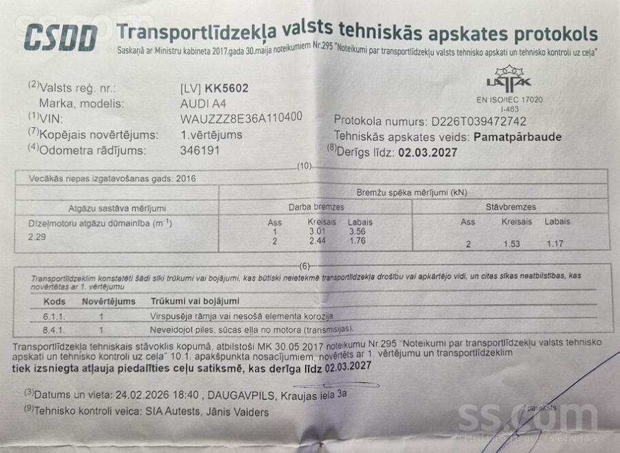 Audi A4 2005 Daugavpils, ar dzinēja tilpumu 1.90 L un nobraukumu 348 tūkst. km par 2150 €, foto 14 vietnē AUTOMOTO.COM.LV