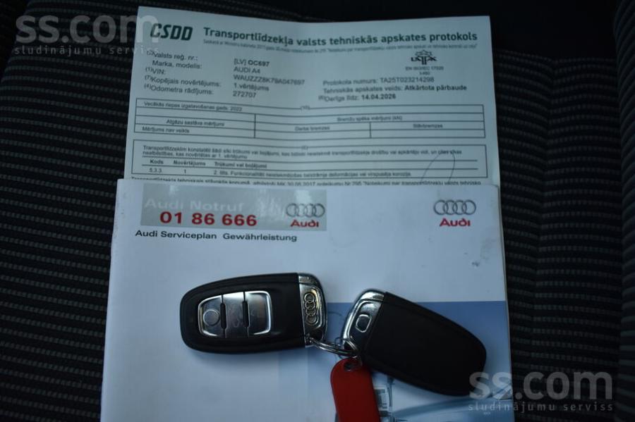 Audi A4 2008 in Talsi, with an engine capacity of 2.00 L and mileage of 272 thousand km for 5500 €, photo 16 on AUTOMOTO.COM.LV