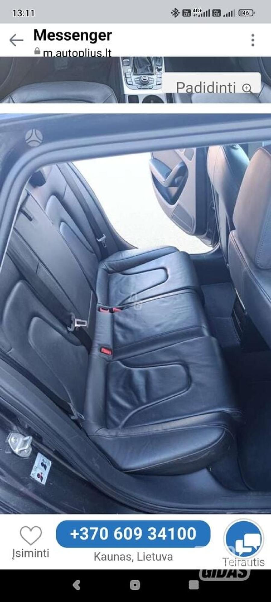 Audi A4 2009 in Kaunas, with an engine capacity of 2.00 L and mileage of 360 thousand km for 3700 €, photo 7 on AUTOMOTO.COM.LV