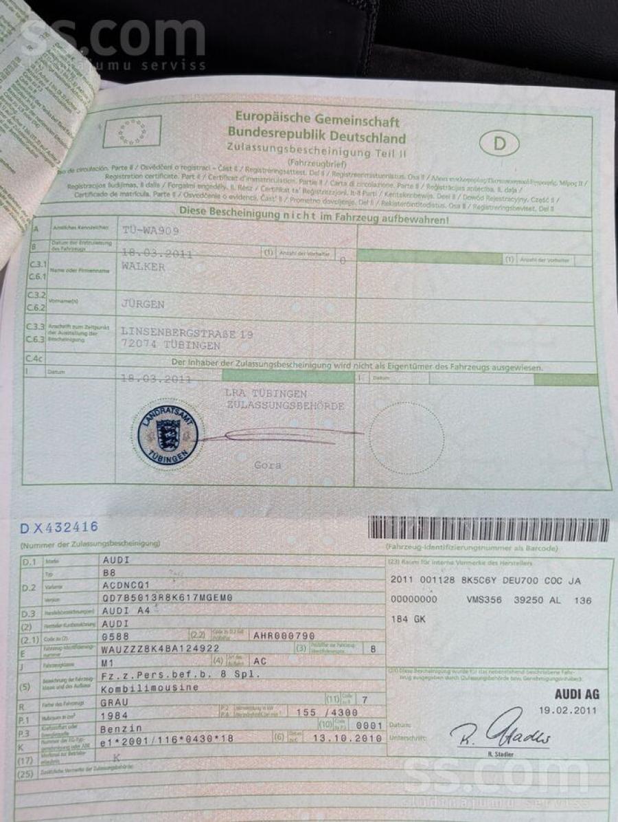 Ауди А4 2011 в Рига, объемом двигателя 2.00 л и пробегом 236 тыс. км за 6300 €, фото 26 на AUTOMOTO.COM.LV