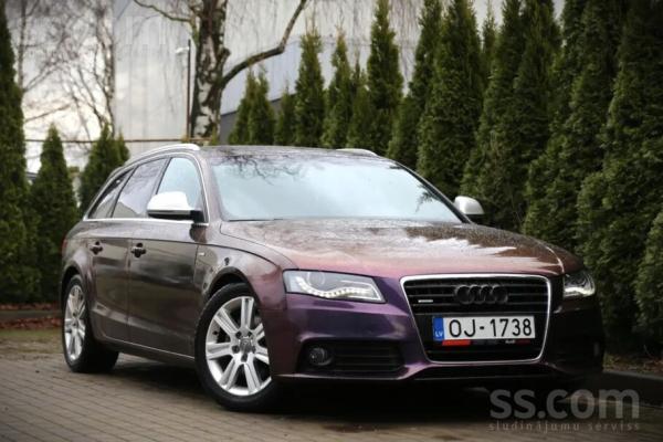 Violet Audi A4 2008 in Riga, with an engine capacity of 2.00 L and mileage of 0 thousand km for 5495 €, photo 1 on AUTOMOTO.COM.LV