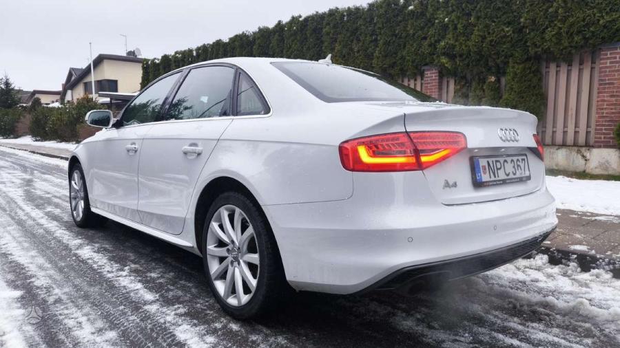 White Audi A4 2014 in Vilnius, with an engine capacity of 1.98 L and mileage of 175 thousand km for 7550 €, photo 5 on AUTOMOTO.COM.LV