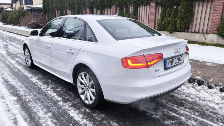 White Audi A4 2014 in Vilnius, with an engine capacity of 1.98 L and mileage of 175 thousand km for 7550 €, photo 6 on AUTOMOTO.COM.LV