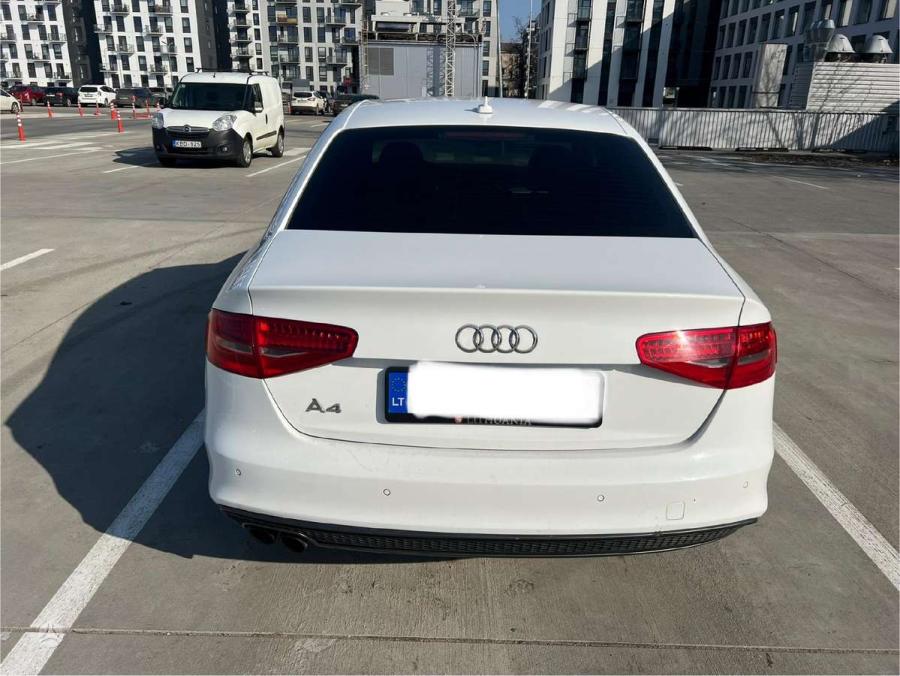 White Audi A4 2014 in Vilnius, with an engine capacity of 1.98 L and mileage of 141 thousand km for 7800 €, photo 3 on AUTOMOTO.COM.LV