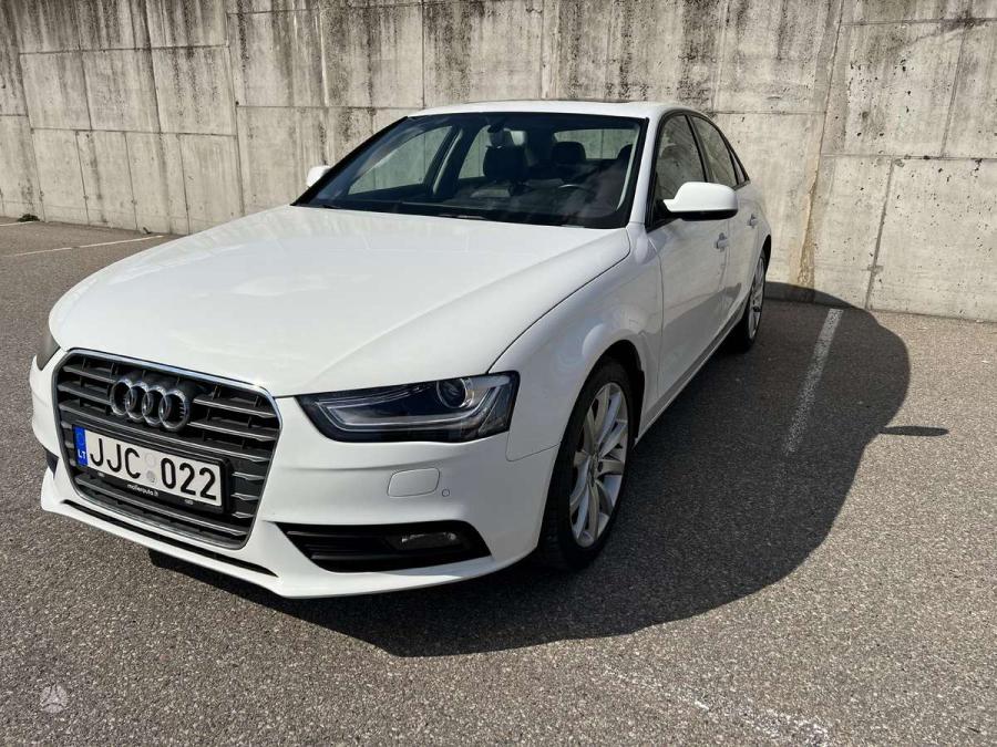 White Audi A4 2014 in Vilnius, with an engine capacity of 1.98 L and mileage of 140 thousand km for 9500 €, photo 1 on AUTOMOTO.COM.LV