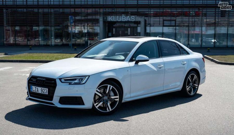 White Audi A4 2018 in Klaipeda, with an engine capacity of 2.00 L and mileage of 98 thousand km for 16998 €, photo 1 on AUTOMOTO.COM.LV