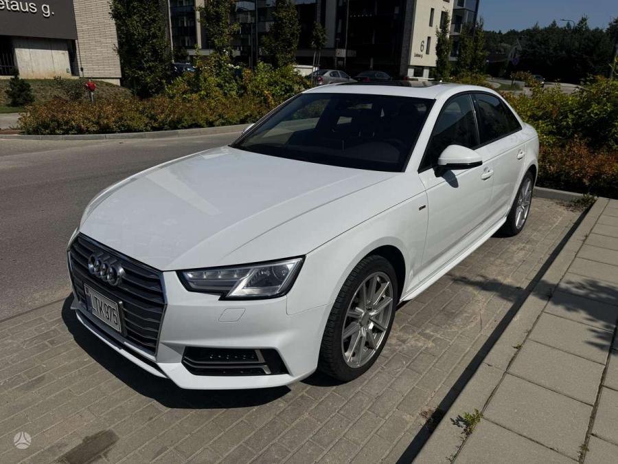 White Audi A4 2018 in Vilnius, with an engine capacity of 1.98 L and mileage of 90 thousand km for 11450 €, photo 3 on AUTOMOTO.COM.LV