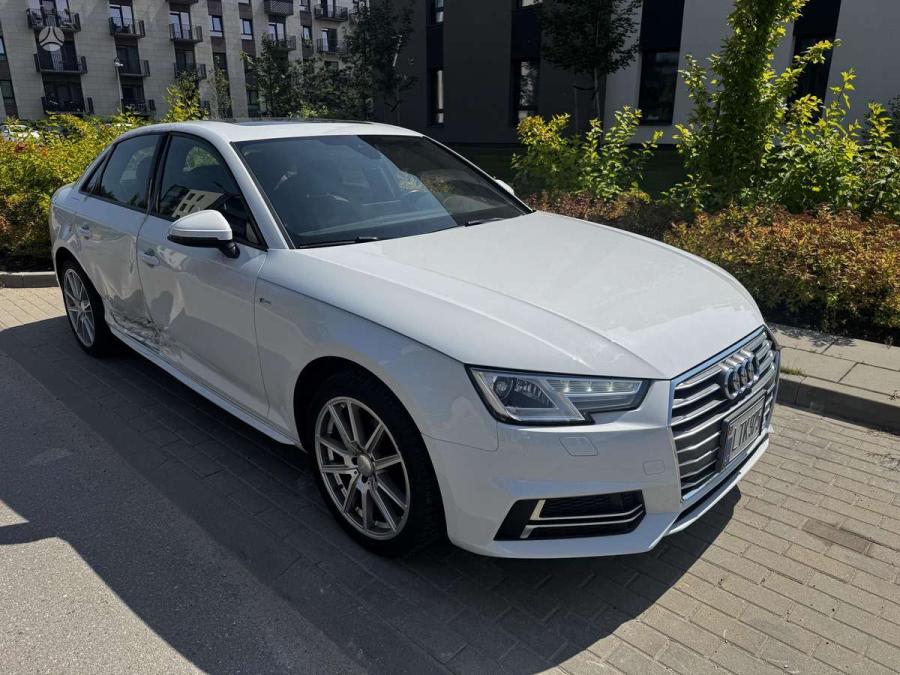 White Audi A4 2018 in Vilnius, with an engine capacity of 1.98 L and mileage of 90 thousand km for 11450 €, photo 4 on AUTOMOTO.COM.LV
