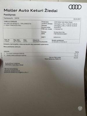 White Audi A4 2018 in Vilnius, with an engine capacity of 1.98 L and mileage of 90 thousand km for 11450 €, photo 36 on AUTOMOTO.COM.LV