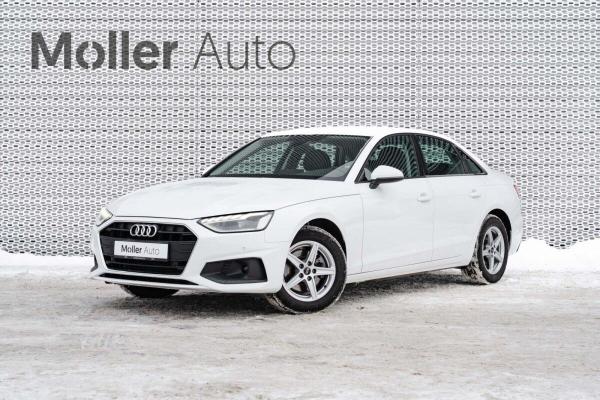 White Audi A4 2024 in Marupe, with an engine capacity of 2.00 L and mileage of 14 thousand km for 32900 €, photo 1 on AUTOMOTO.COM.LV