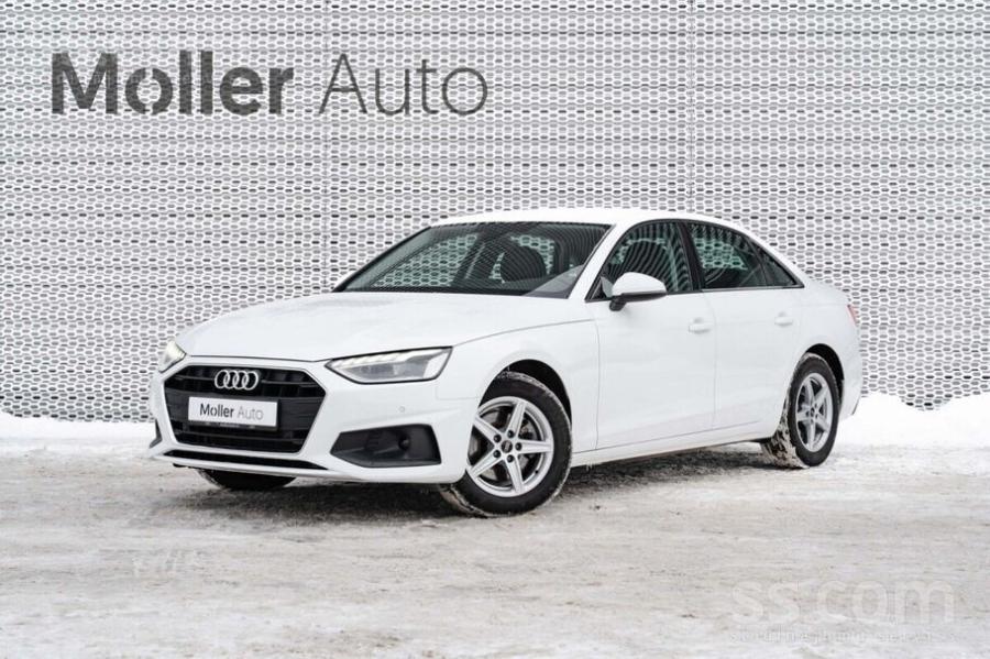 White Audi A4 2024 in Riga, with an engine capacity of 2.00 L and mileage of 14 thousand km for 32900 €, photo 1 on AUTOMOTO.COM.LV