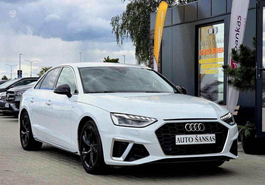 White Audi A4 2024 in Taurage, with an engine capacity of 2.00 L and mileage of 50 thousand km for 20800 €, photo 1 on AUTOMOTO.COM.LV