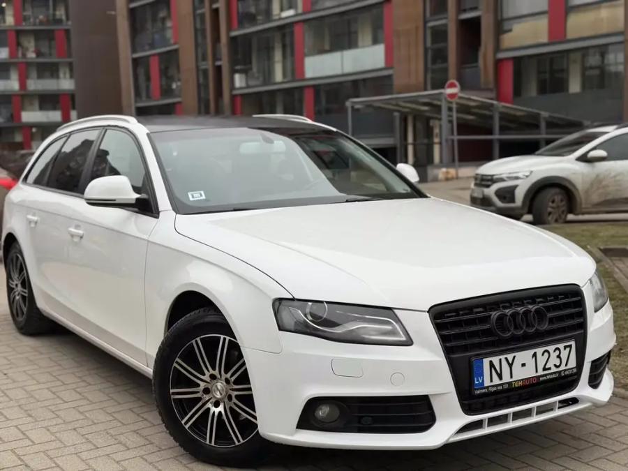 White Audi A4 2008 in Riga, with an engine capacity of 2.00 L and mileage of 266 thousand km for 4690 €, photo 1 on AUTOMOTO.COM.LV