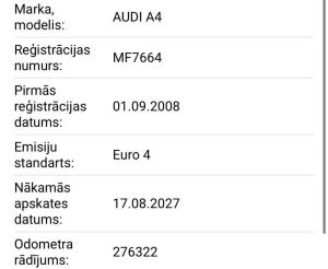 Белый Ауди А4 2008 в Рига, объемом двигателя 2.00 л и пробегом 277 тыс. км за 3990 €, фото 26 на AUTOMOTO.COM.LV
