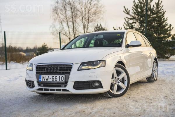 White Audi A4 2010 in Riga, with an engine capacity of 2.00 L and mileage of 390 thousand km for 5790 €, photo 1 on AUTOMOTO.COM.LV