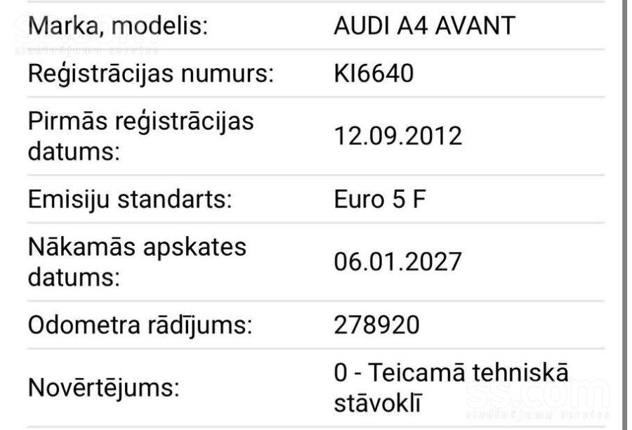 Balts Audi A4 2012 Rīga, ar dzinēja tilpumu 2.00 L un nobraukumu 285 tūkst. km par 6990 €, foto 26 vietnē AUTOMOTO.COM.LV