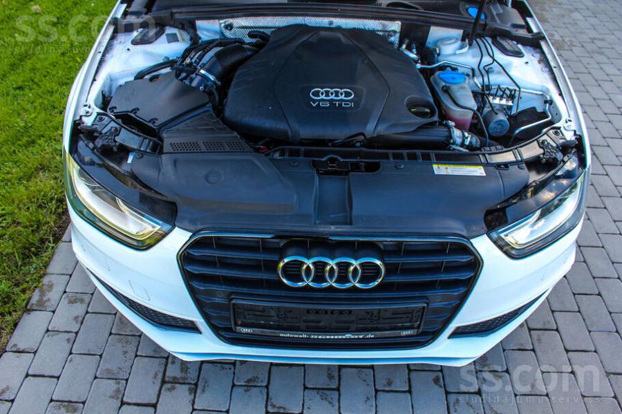 White Audi A4 2013 in Jelgava, with an engine capacity of 3.00 L and mileage of 0 thousand km for 7996 €, photo 19 on AUTOMOTO.COM.LV