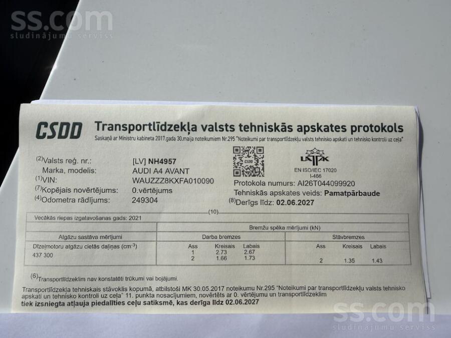 Белый Ауди А4 2014 в Огре, объемом двигателя 2.00 л и пробегом 245 тыс. км за 7490 €, фото 21 на AUTOMOTO.COM.LV