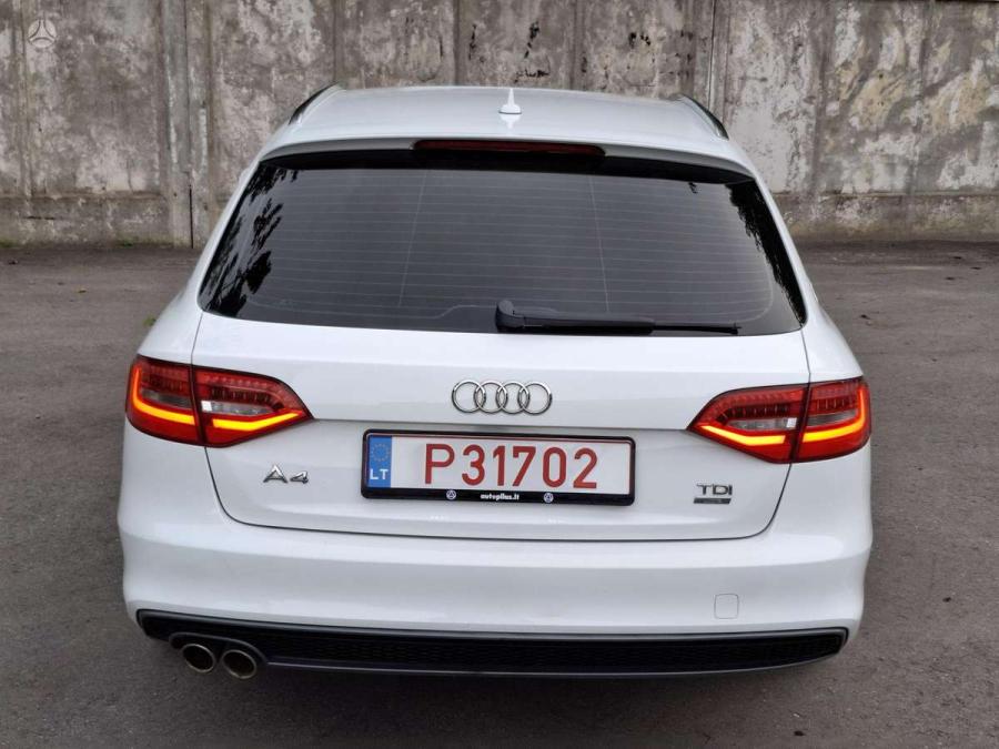 White Audi A4 2014 in Vilnius, with an engine capacity of 1.97 L and mileage of 232 thousand km for 6900 €, photo 9 on AUTOMOTO.COM.LV