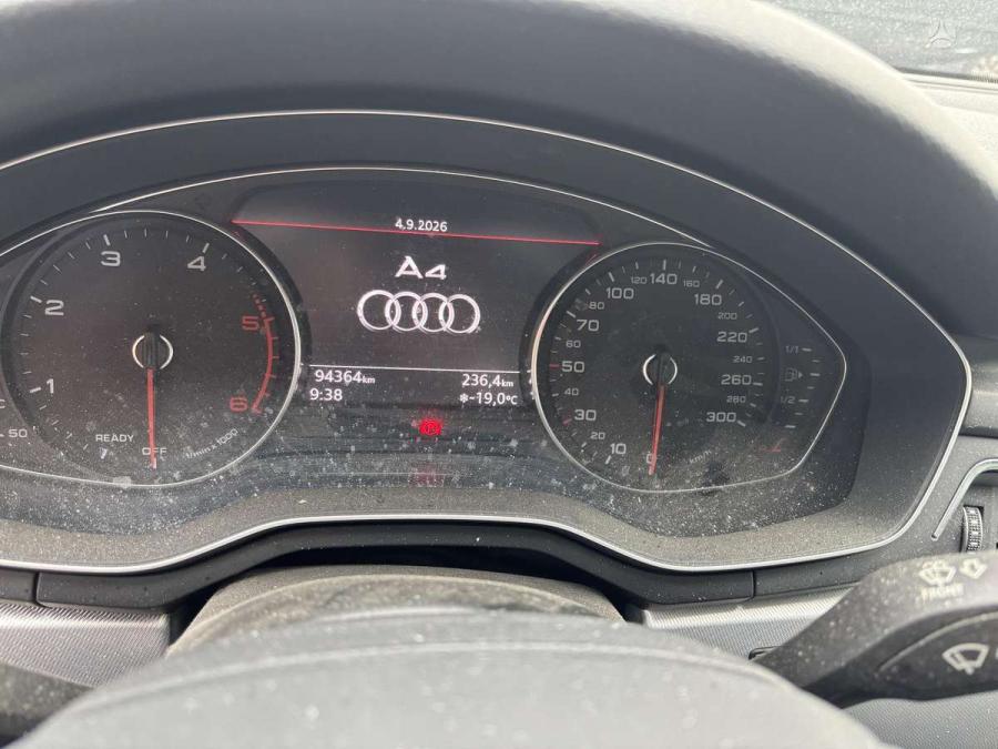 White Audi A4 2018 in Utena, with an engine capacity of 2.00 L and mileage of 94 thousand km for 5550 €, photo 9 on AUTOMOTO.COM.LV