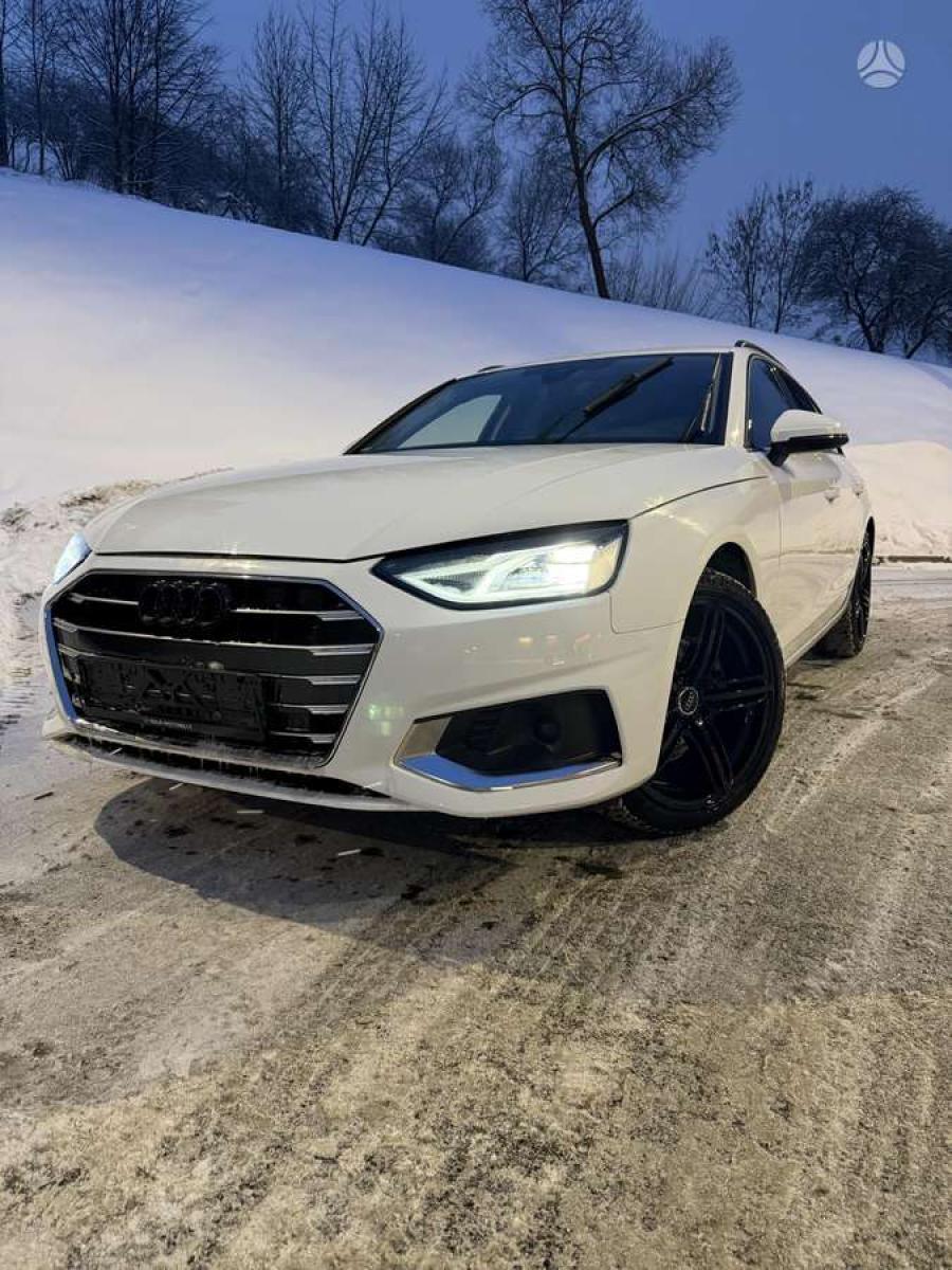 White Audi A4 2022 in Vilnius, with an engine capacity of 1.97 L and mileage of 120 thousand km for 19900 €, photo 1 on AUTOMOTO.COM.LV