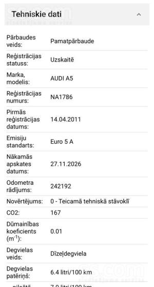 Черный Ауди А5 2011 в Рига, объемом двигателя 2.70 л и пробегом 256 тыс. км за 10500 €, фото 12 на AUTOMOTO.COM.LV