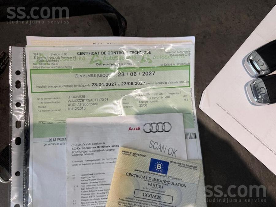 Black Audi A5 2016 in Riga, with an engine capacity of 1.80 L and mileage of 240 thousand km for 11370 €, photo 13 on AUTOMOTO.COM.LV
