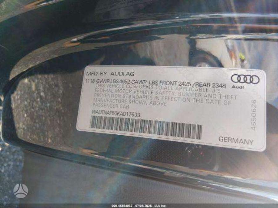 Melns Audi A5 2019 Klaipėda, ar dzinēja tilpumu 0.00 L un nobraukumu 67 tūkst. km par 9000 €, foto 10 vietnē AUTOMOTO.COM.LV