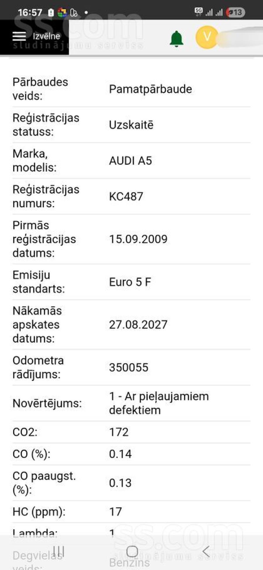 Черный Ауди А5 2009 в Рига, объемом двигателя 2.00 л и пробегом 0 тыс. км за 2390 €, фото 18 на AUTOMOTO.COM.LV