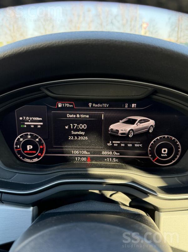 Zils Audi A5 2018 Rīga, ar dzinēja tilpumu 3.00 L un nobraukumu 107 tūkst. km par 24900 €, foto 7 vietnē AUTOMOTO.COM.LV