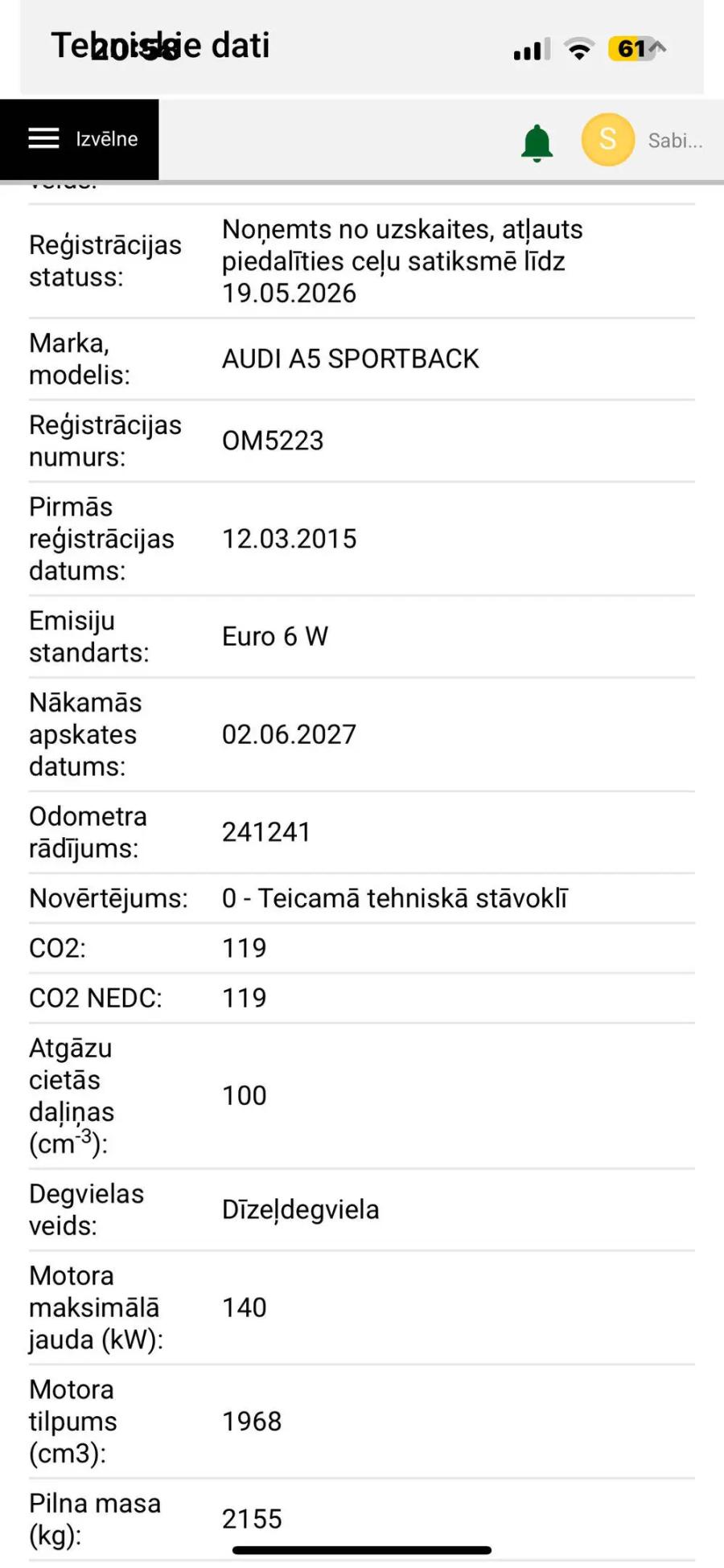 Blue Audi A5 2015 in Jurmala, with an engine capacity of 2.00 L and mileage of 241 thousand km for 5000 €, photo 28 on AUTOMOTO.COM.LV