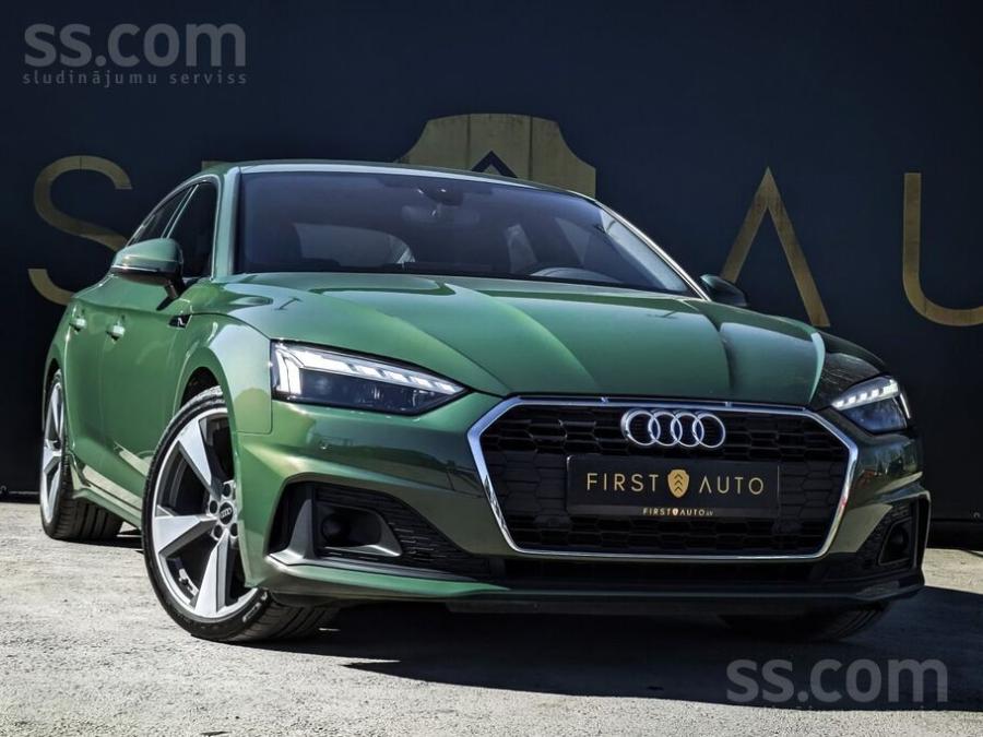 Green Audi A5 2024 in Tukums, with an engine capacity of 2.00 L and mileage of 74 thousand km for 32500 €, photo 1 on AUTOMOTO.COM.LV