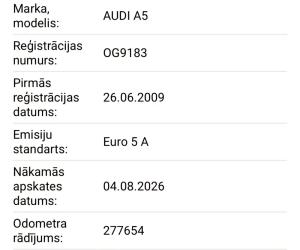 Серый Ауди А5 2009 в Рига, объемом двигателя 3.00 л и пробегом 278 тыс. км за 5490 €, фото 27 на AUTOMOTO.COM.LV
