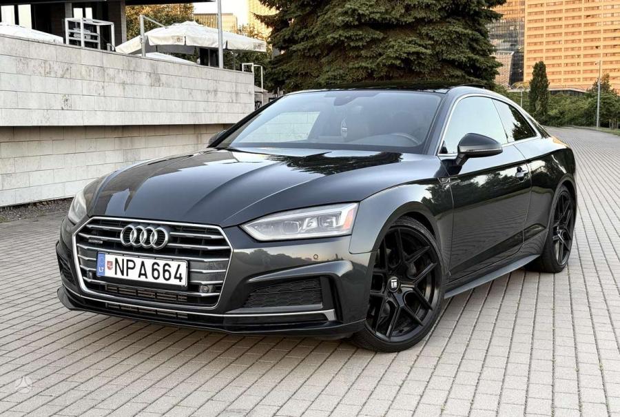 Grey Audi A5 2018 in Vilnius, with an engine capacity of 1.98 L and mileage of 142 thousand km for 16950 €, photo 4 on AUTOMOTO.COM.LV