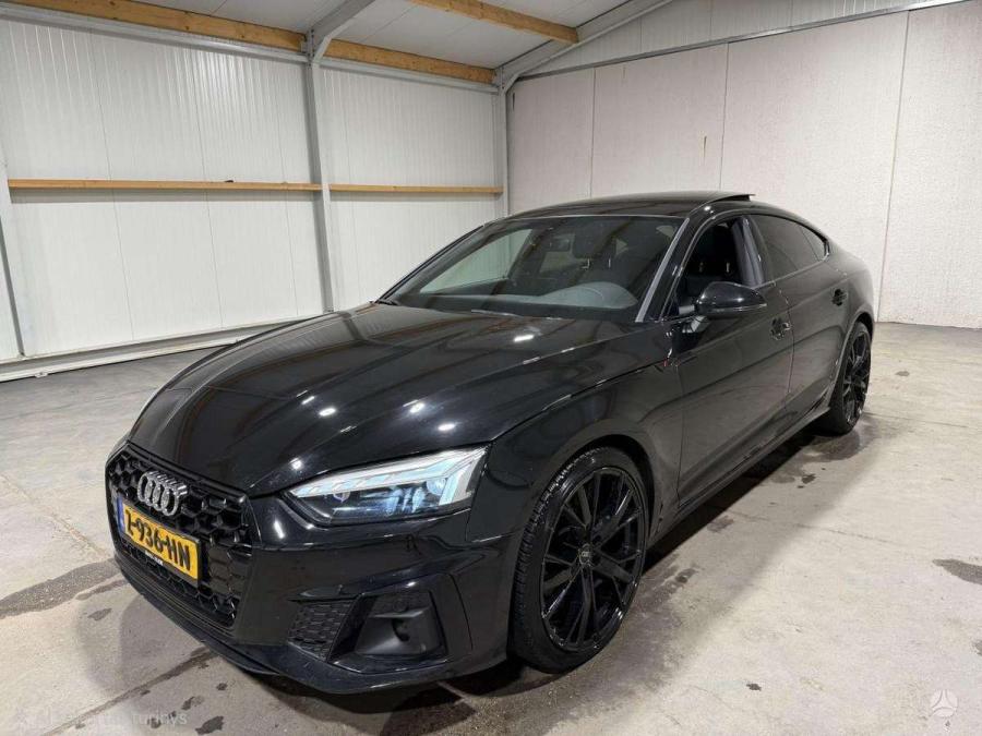 Black Audi A5 Sportback 2024 in Kaunas, with an engine capacity of 2.00 L and mileage of 73 thousand km for 21900 €, photo 1 on AUTOMOTO.COM.LV