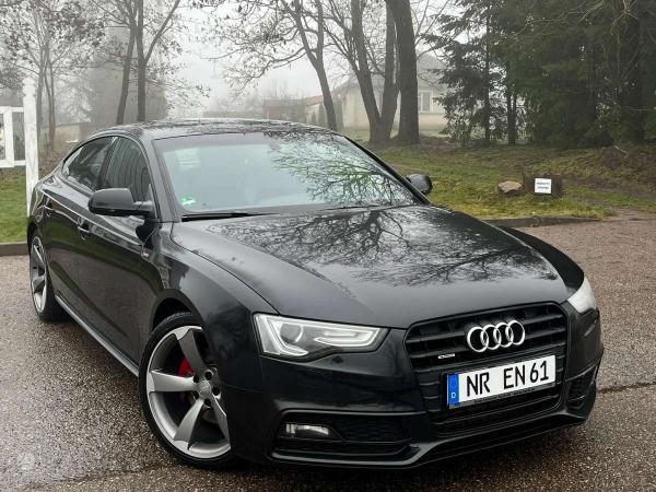 Black Audi A5 Sportback 2012 in Raseiniai, with an engine capacity of 2.97 L and mileage of 269 thousand km for 10950 €, photo 1 on AUTOMOTO.COM.LV