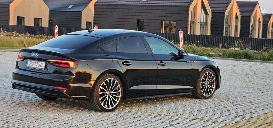 Melns Audi A5 Sportback 2018 Klaipėda, ar dzinēja tilpumu 1.97 L un nobraukumu 168 tūkst. km par 21800 €, foto 4 vietnē AUTOMOTO.COM.LV