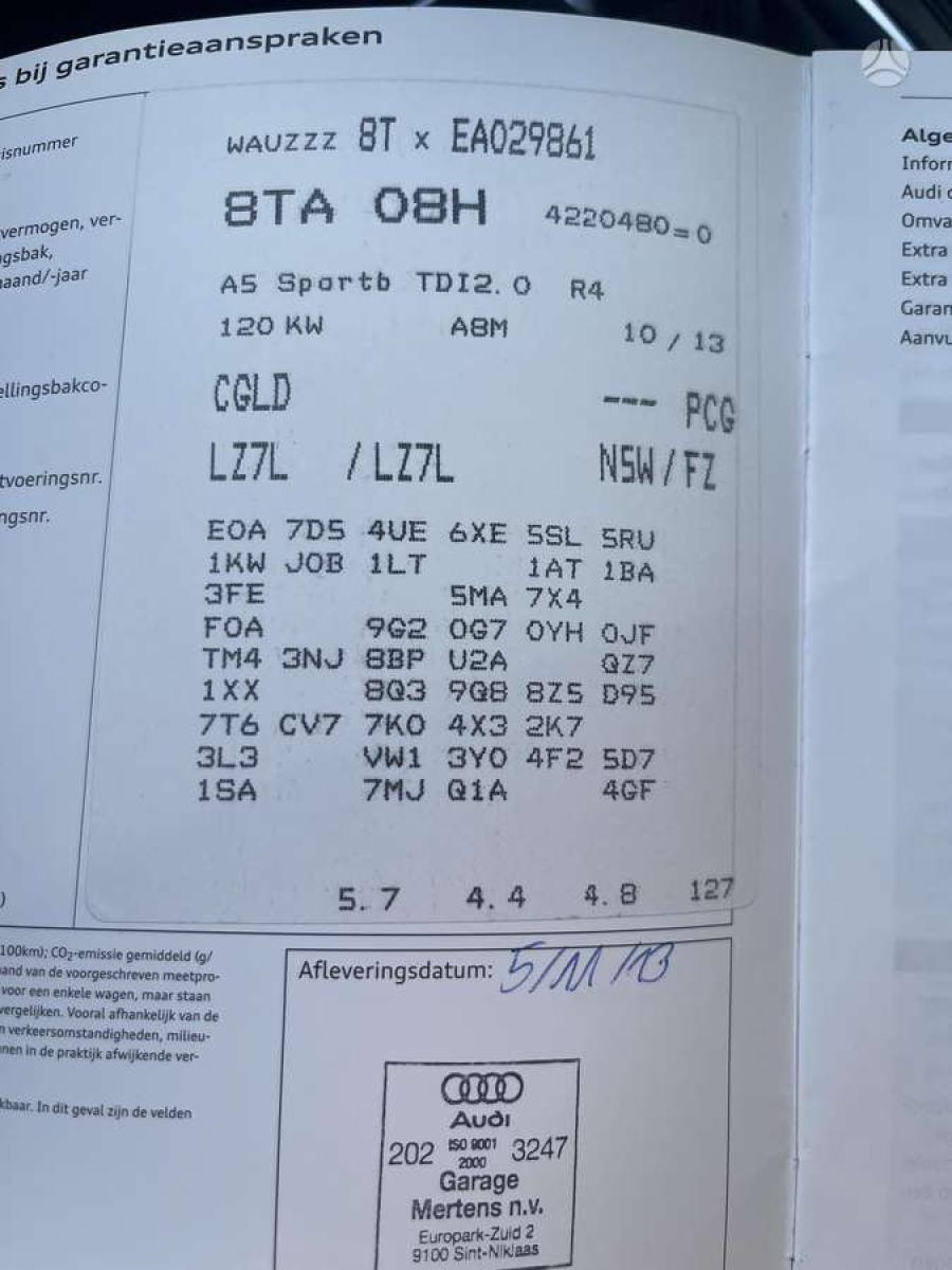 Черный Ауди A5 Sportback 2013 в Каунас, объемом двигателя 1.97 л и пробегом 199 тыс. км за 9350 €, фото 20 на AUTOMOTO.COM.LV