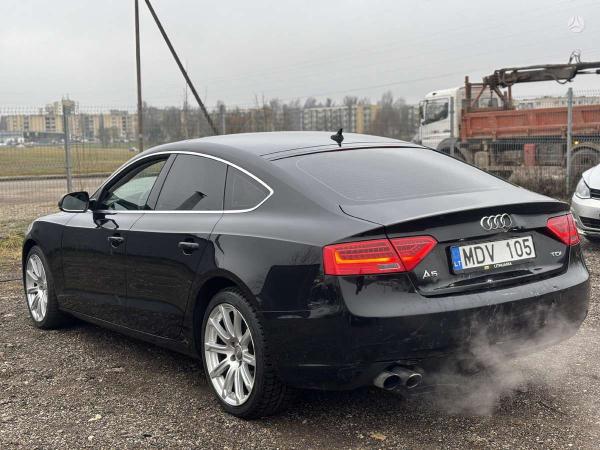 Black Audi A5 Sportback 2014 in Utena, with an engine capacity of 1.97 L and mileage of 164 thousand km for 5999 €, photo 5 on AUTOMOTO.COM.LV