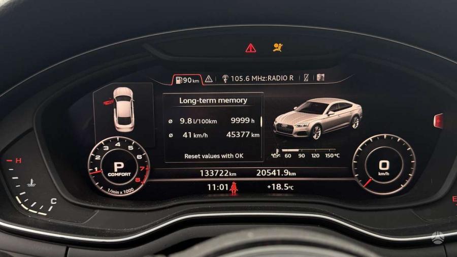 Black Audi A5 Sportback 2018 in Vilnius, with an engine capacity of 1.98 L and mileage of 135 thousand km for 17800 €, photo 11 on AUTOMOTO.COM.LV