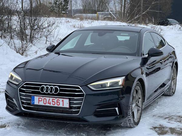 Blue Audi A5 Sportback 2018 in Vilnius, with an engine capacity of 1.98 L and mileage of 211 thousand km for 18300 €, photo 2 on AUTOMOTO.COM.LV